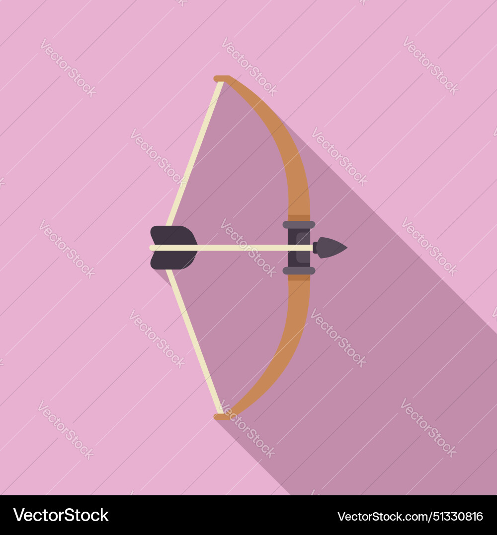 Flat design archery bow and arrow on pink Vector Image