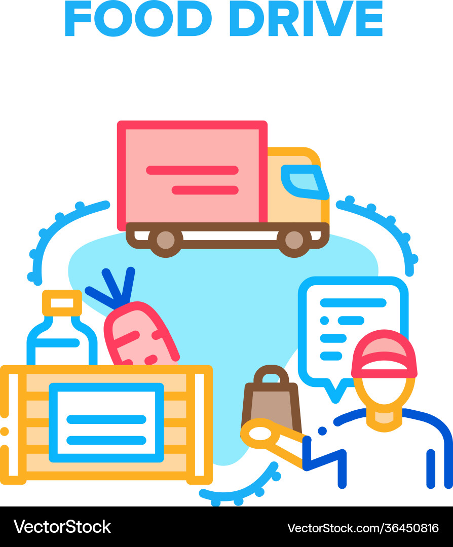 Food drive box concept color Royalty Free Vector Image