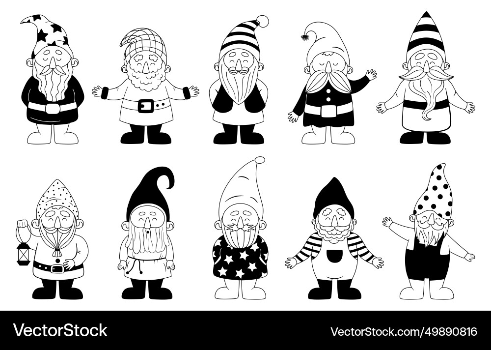 Funny Nordic Gnomes - Winter Scene Royalty Free Vector Image