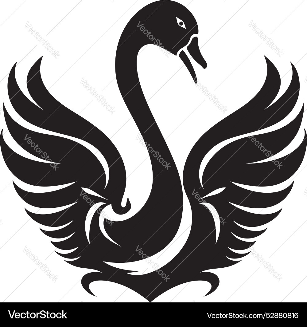 Graceful swan glyph line art profile Royalty Free Vector