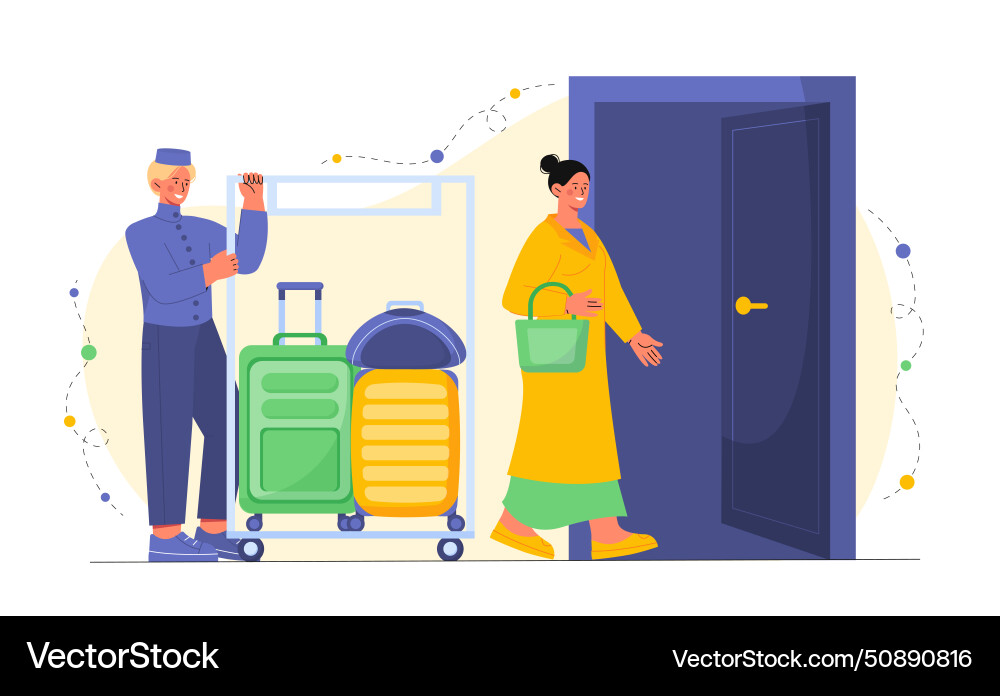 Hotel worker with client Royalty Free Vector Image