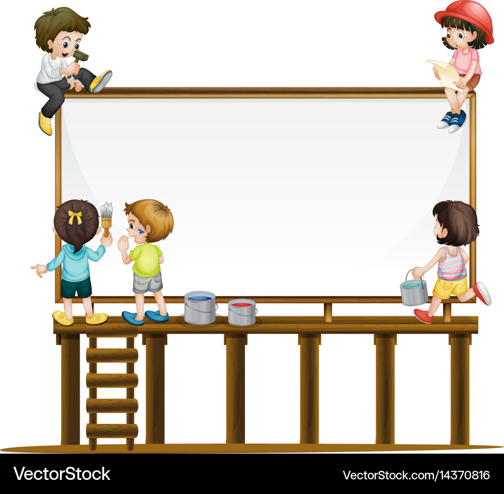 Many children painting the board Royalty Free Vector Image