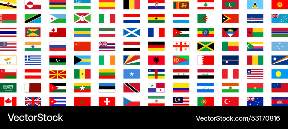National flags set Royalty Free Vector Image - VectorStock