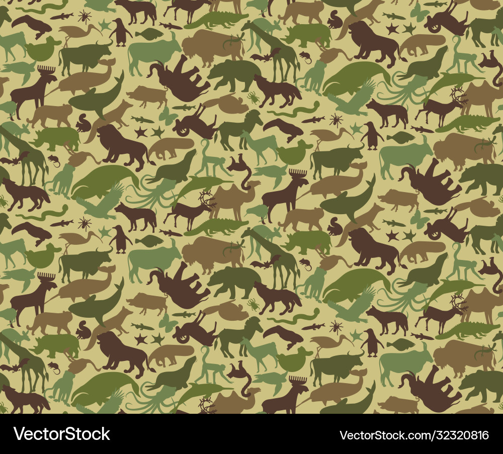 Seamless camouflage pattern with animals for kids Vector Image