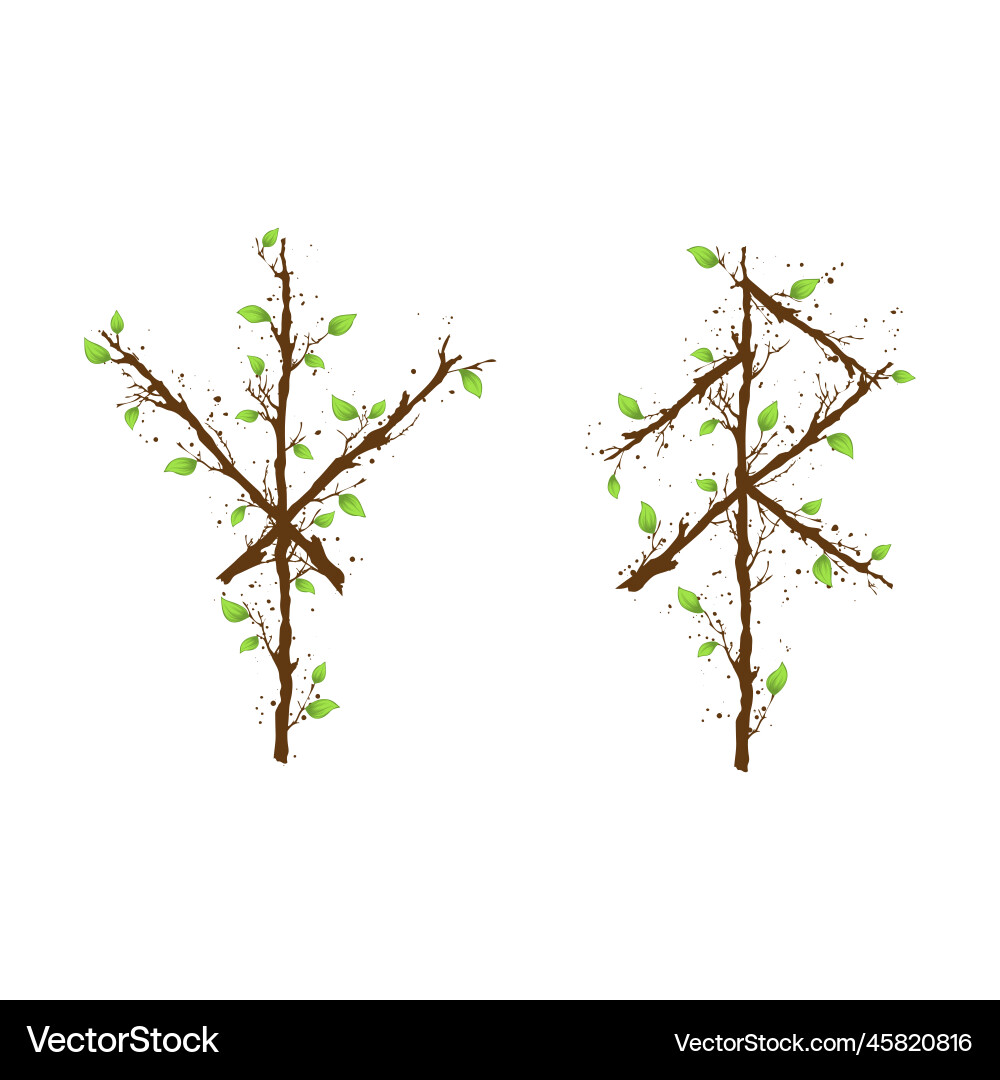 Tree branch viking runes set Royalty Free Vector Image