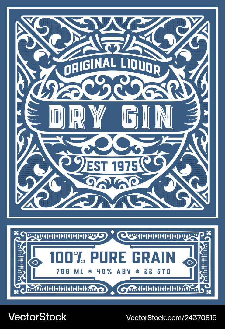 Vintage gin label layered Royalty Free Vector Image