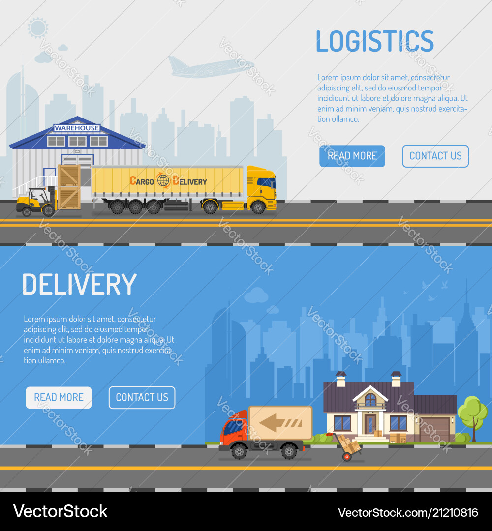 Warehouse delivery and logistics banners Vector Image