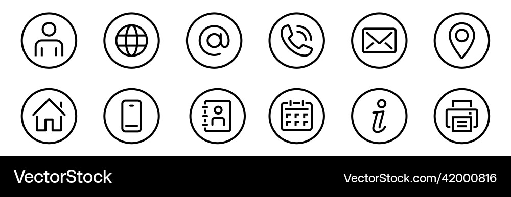 Web icon set buttons website contact icons Vector Image