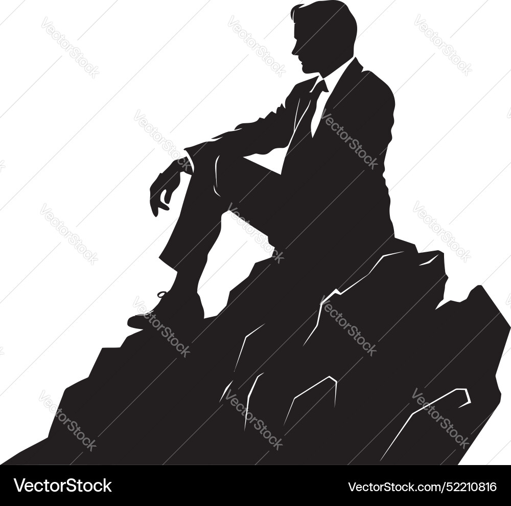 Zenpinnacle serene man resting on mountain Vector Image