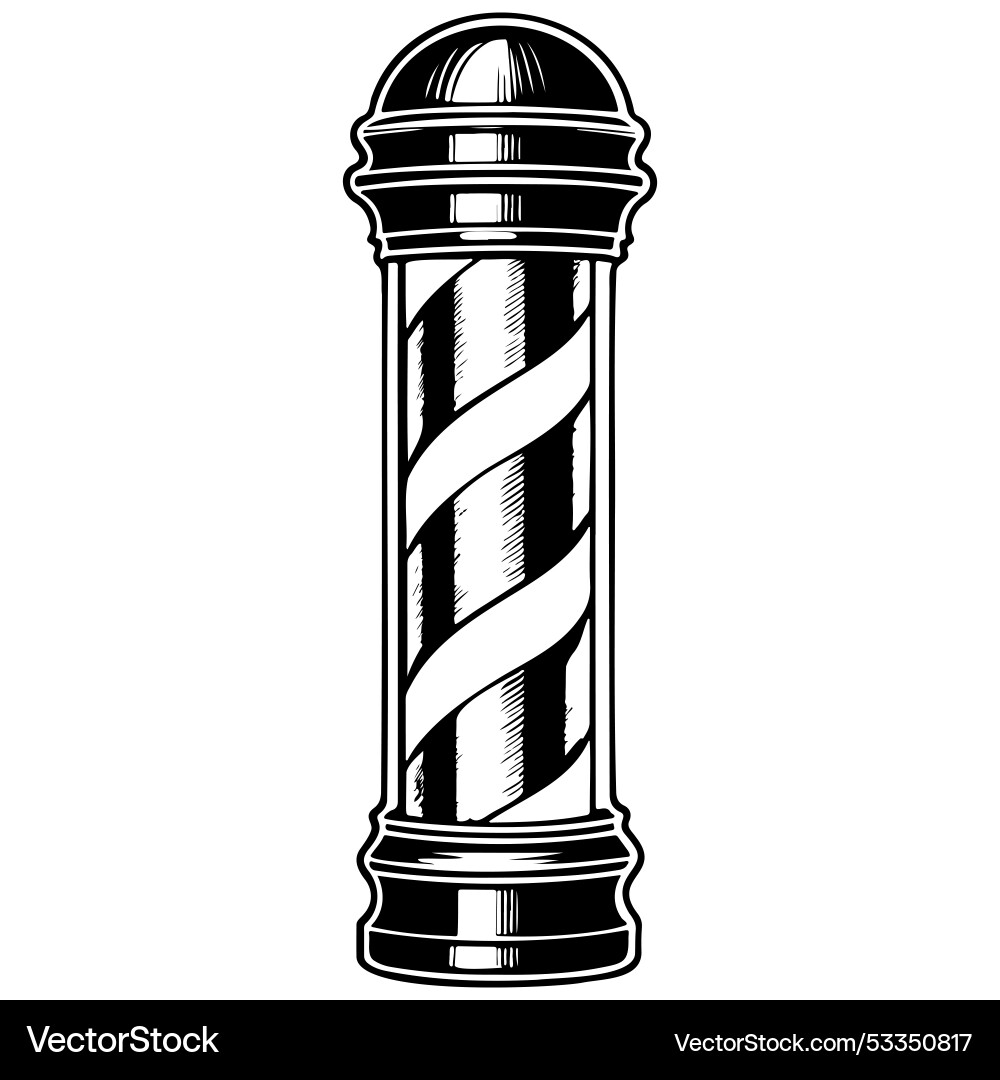 Barber pole drawing realistic hand line Royalty Free Vector