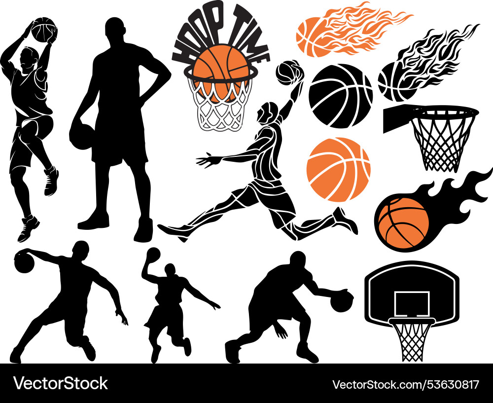 Basketball Silhouette Bundle - SVG & PNG Vector Image