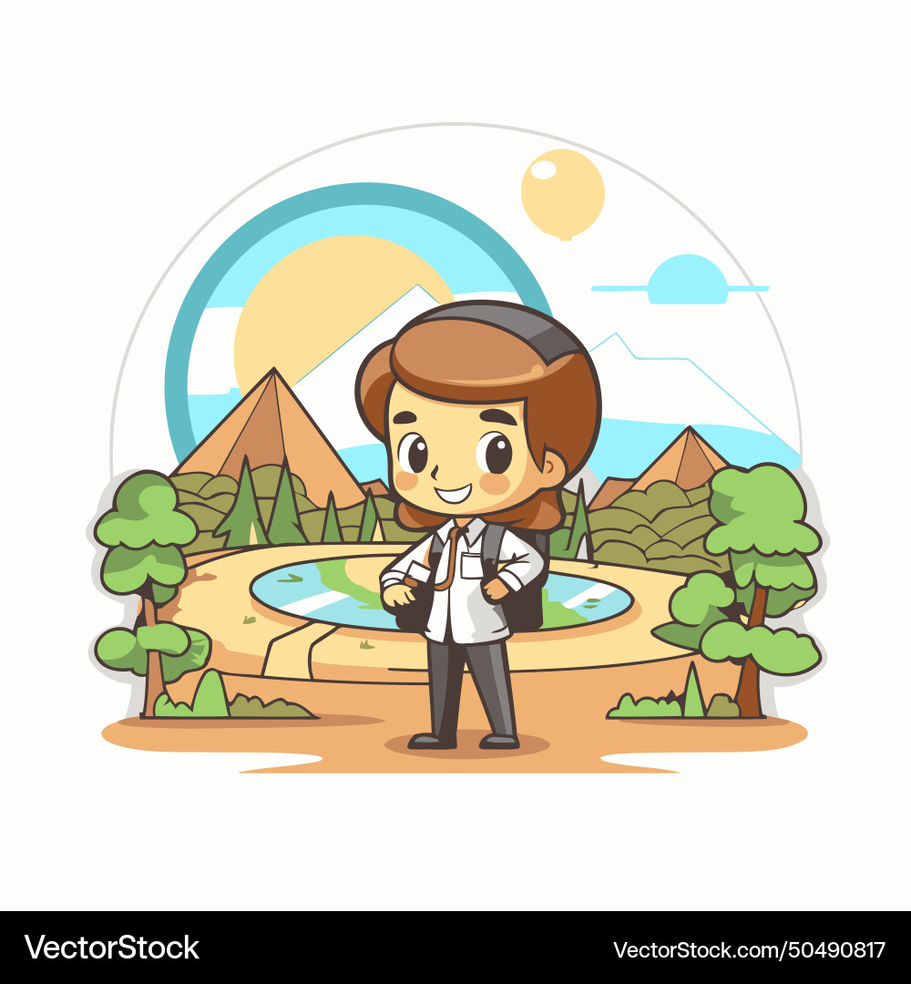 Boy standing in the park cartoon flat design Vector Image