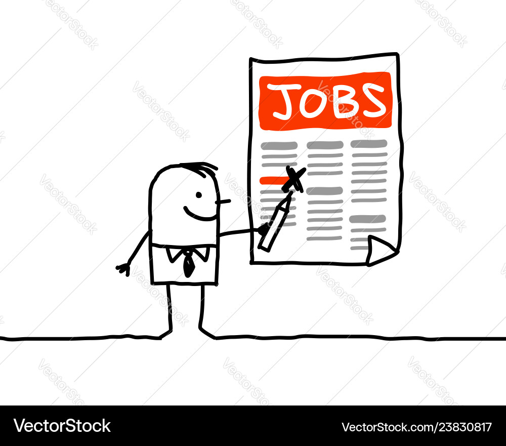 Cartoon characters - man looking for a job Vector Image
