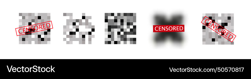 Censorship censored bar and pixel censor mosaics Vector Image