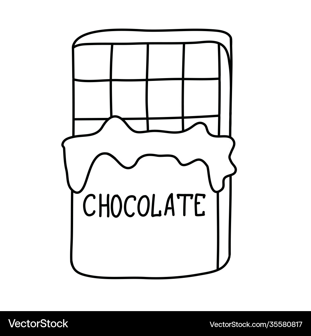 Chocolate bar half wrapped in foil molded Vector Image