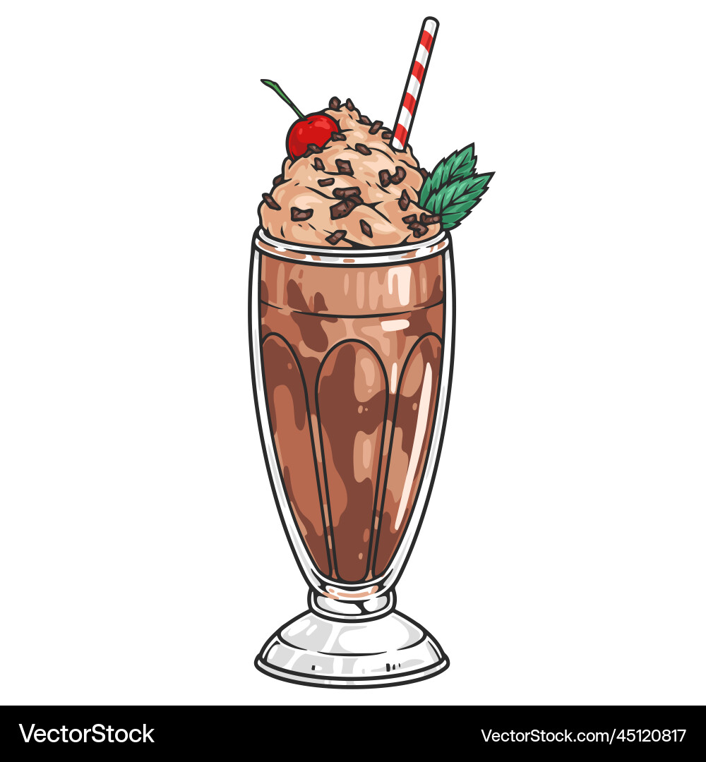 Chocolate milkshake colorful element detailed Vector Image