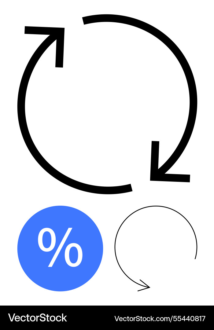 Circular arrows and percentage sign representing Vector Image