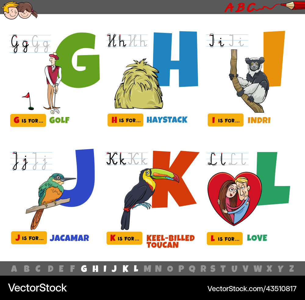Educational cartoon alphabet letters for children Vector Image