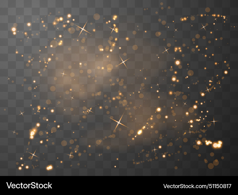 Golden glowing dust light with smoke Royalty Free Vector