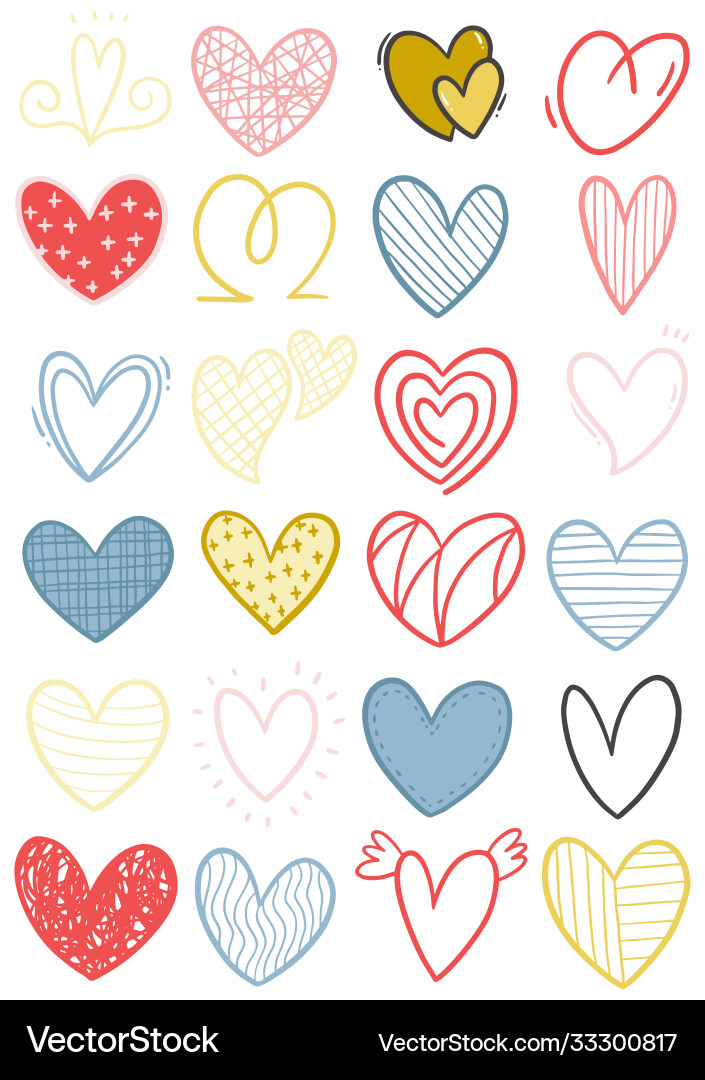 Hand drawn scribble hearts – Free Vector | VectorStock