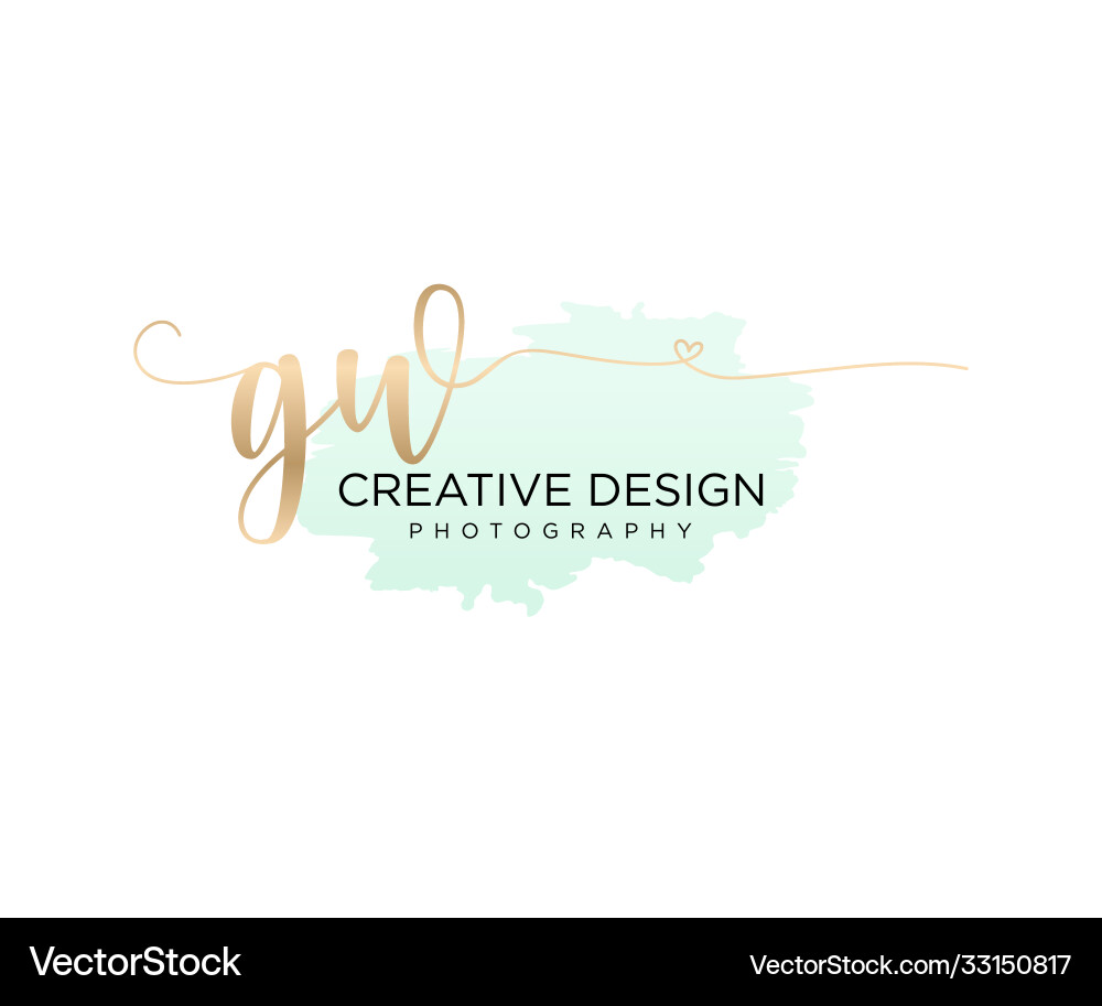 Initial gw handwriting logo with brush template Vector Image