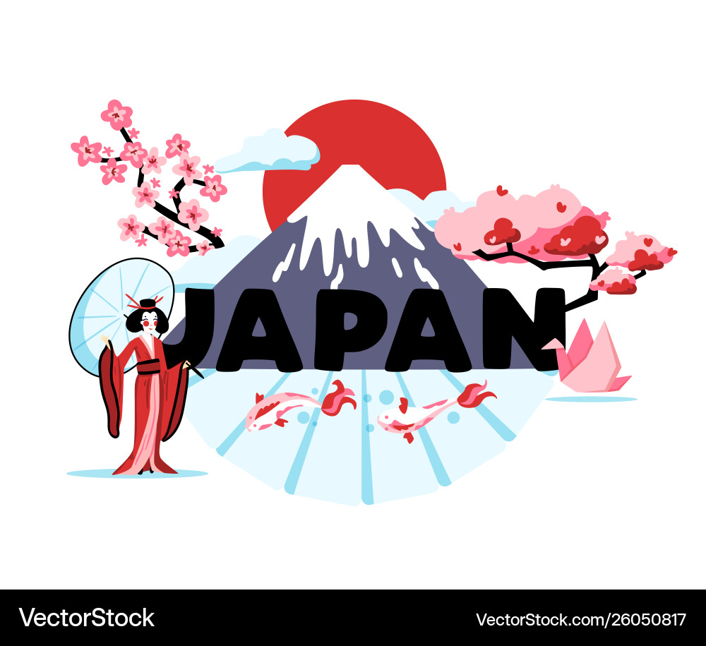 Japan cartoon composition Royalty Free Vector Image