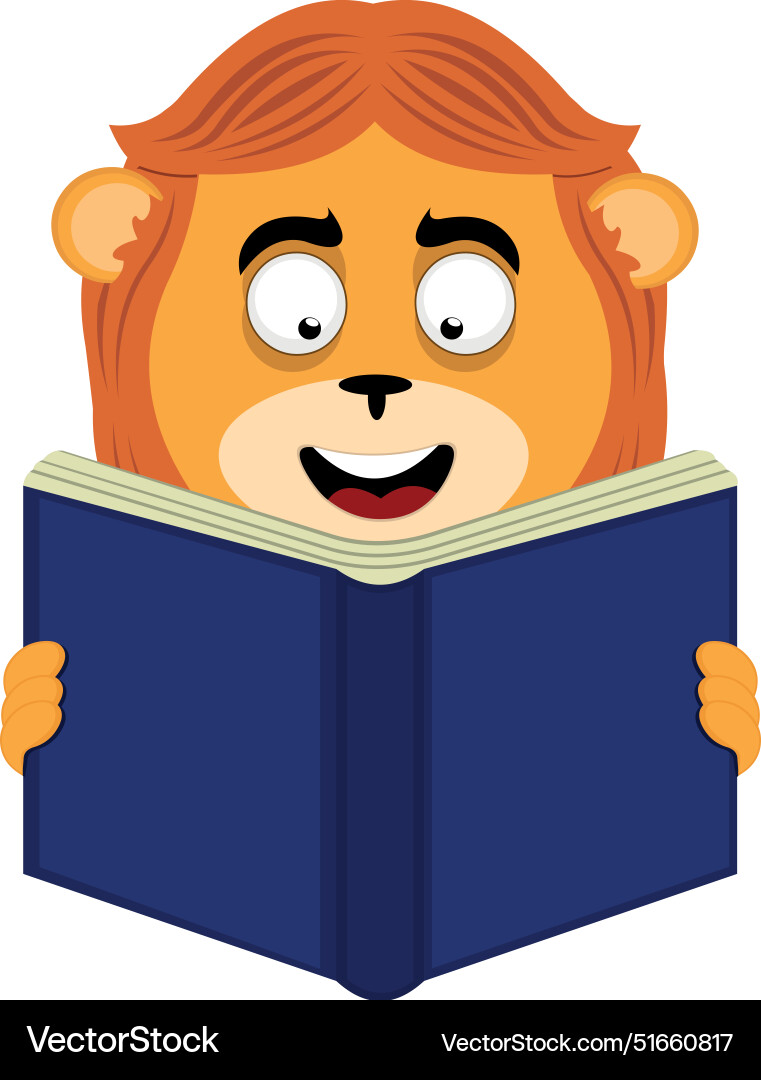 Lion head reading book Royalty Free Vector Image