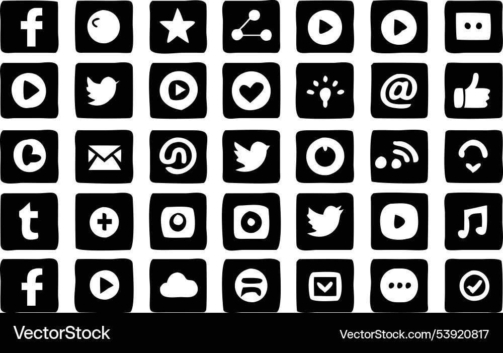 Social Media Icons Kunst Lizenzfreies Vektorbild