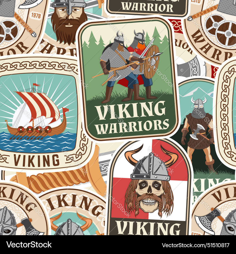 Vikings warrior seamless pattern or background Vector Image