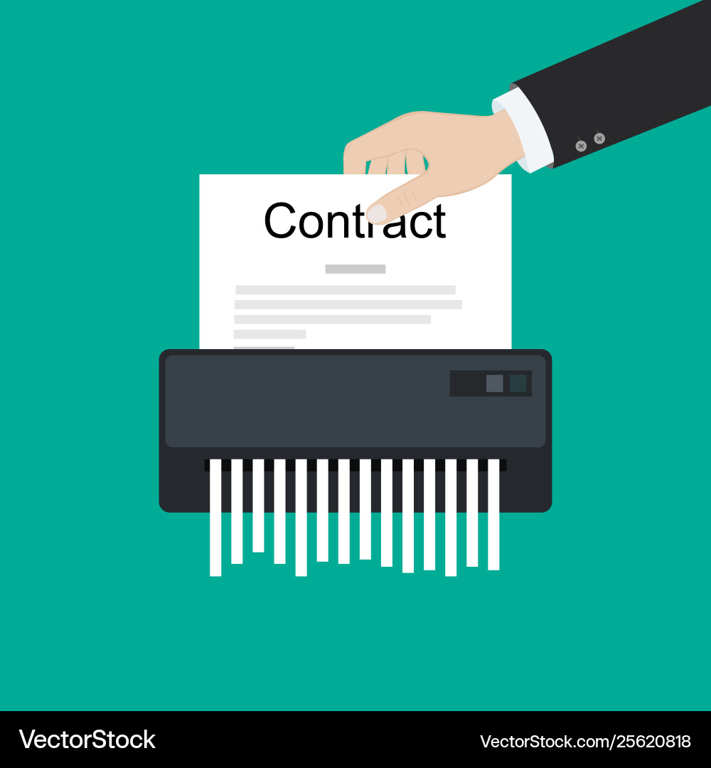 Contract failure agreement cancelation broken Vector Image
