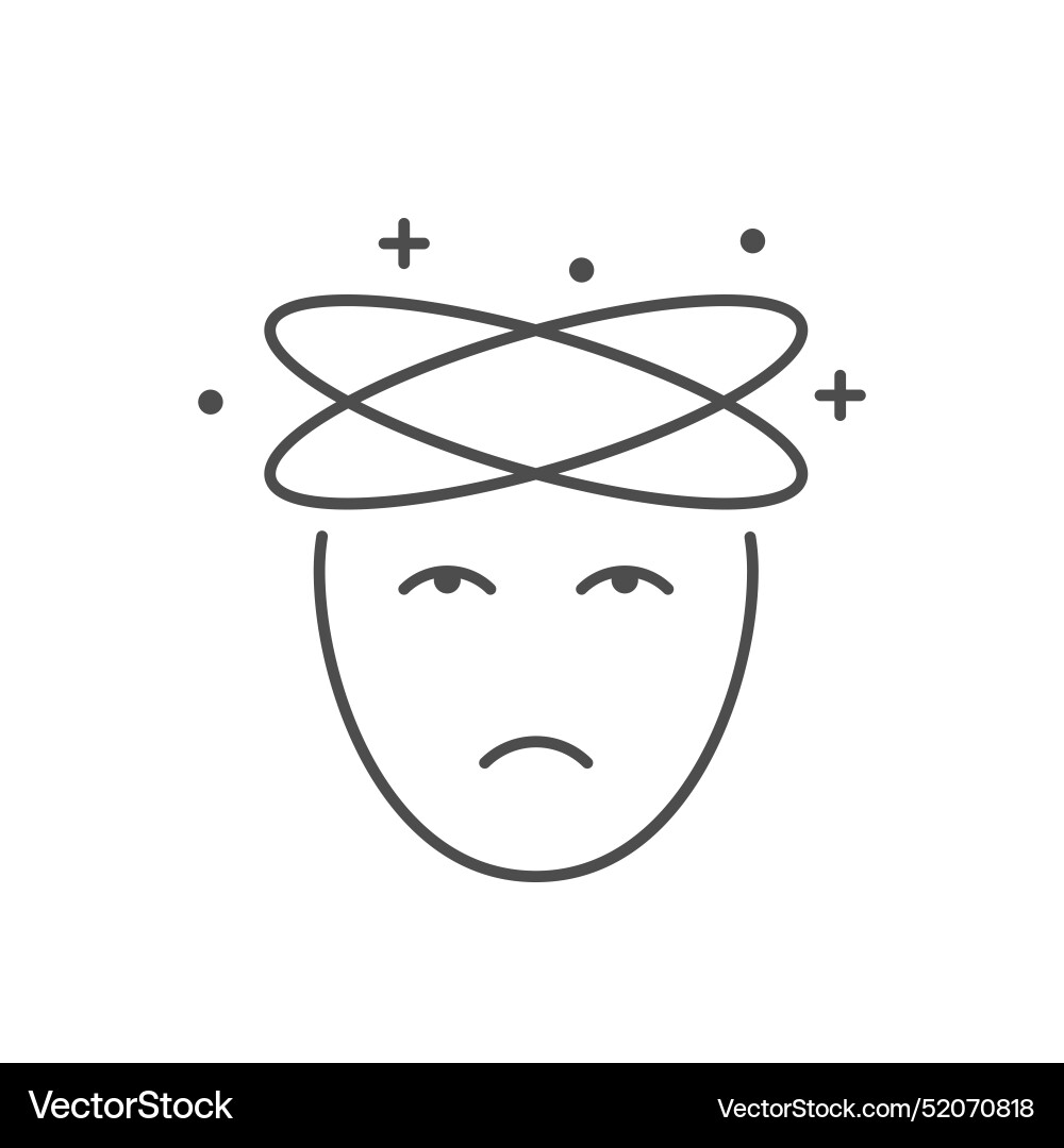 Dizziness symptom line outline icon Royalty Free Vector