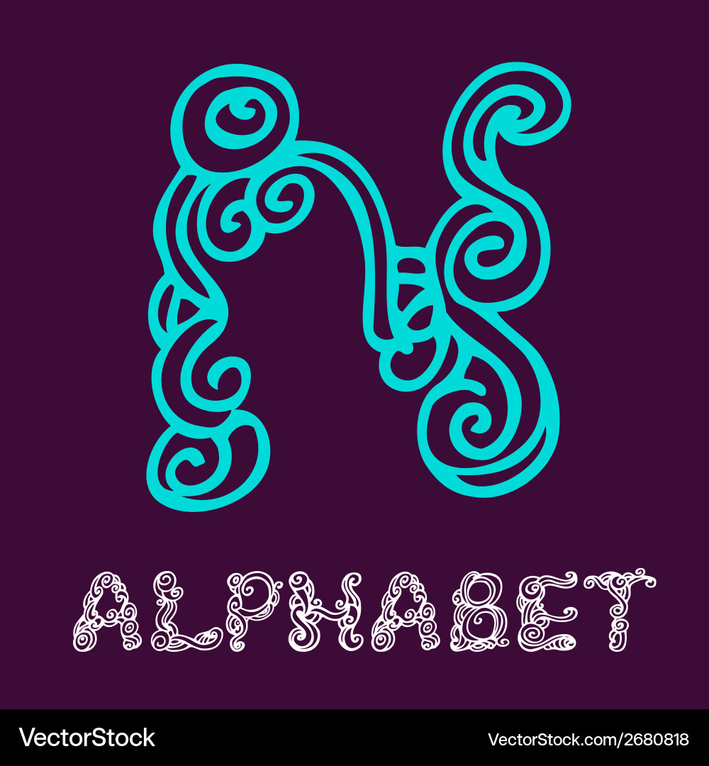 Doodle hand drawn sketch alphabet letter n Vector Image