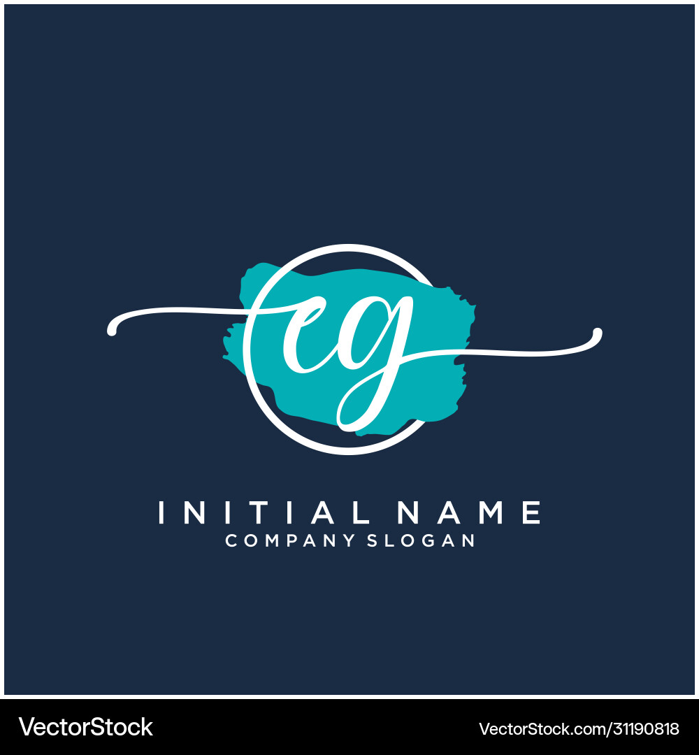 E g initial handwriting logo design with brush Vector Image