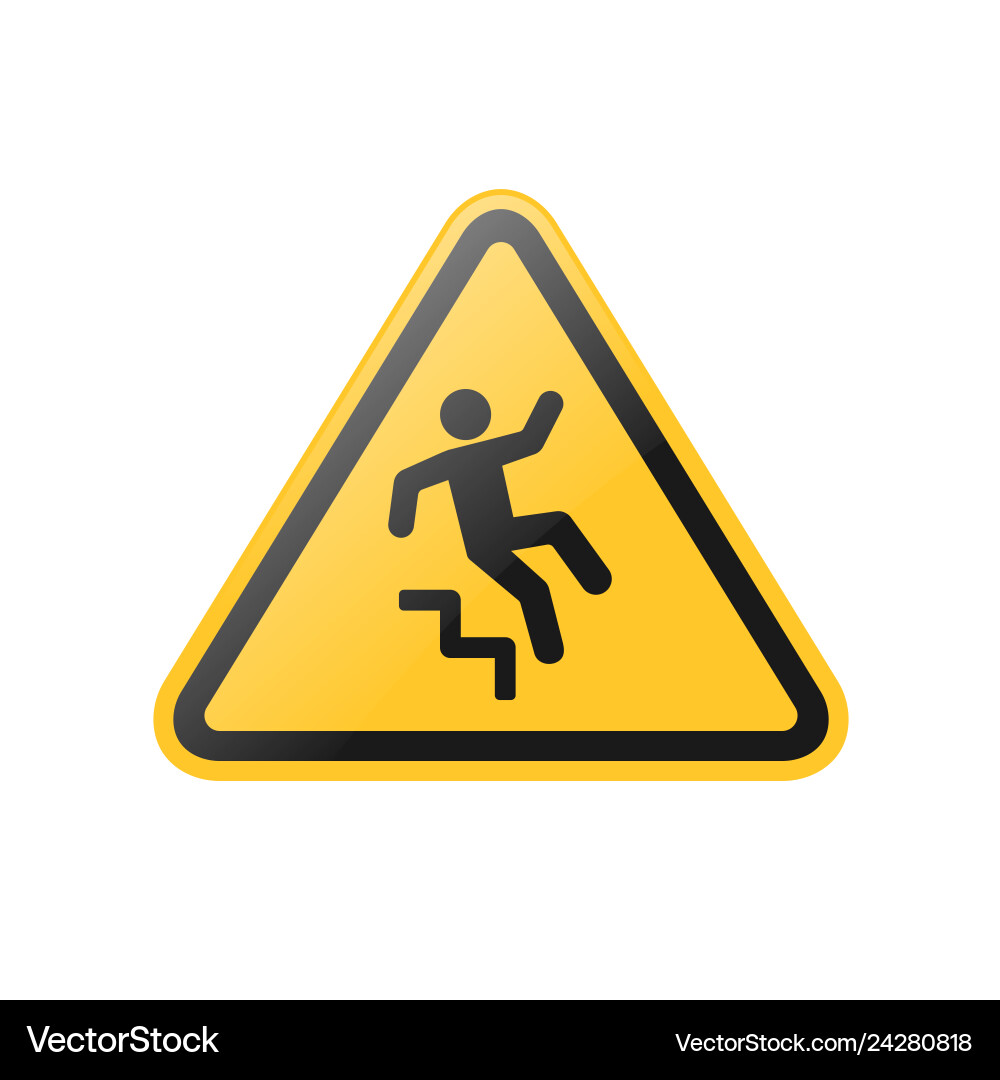 Fall down stairs warning sign Royalty Free Vector Image
