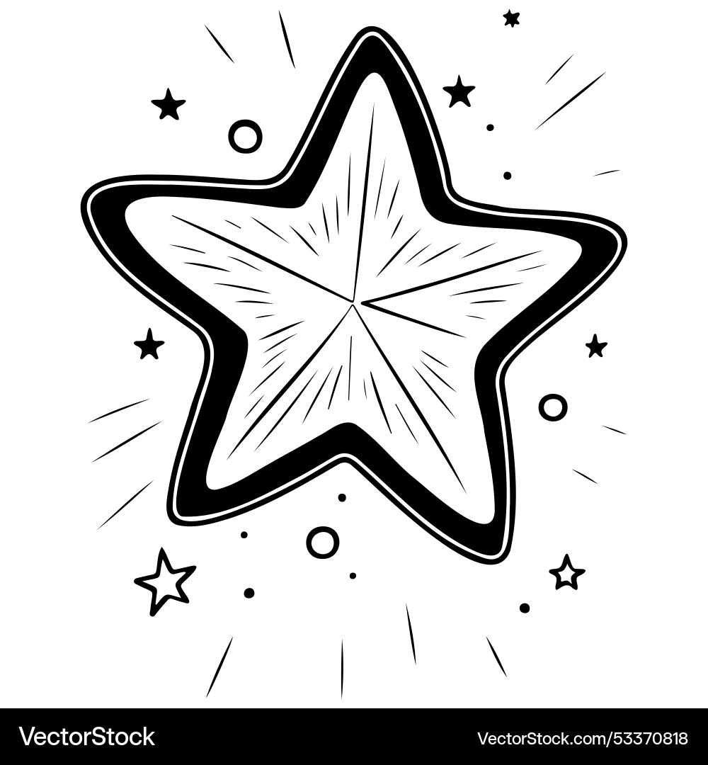 Free star hand drawn line transparent background Vector Image