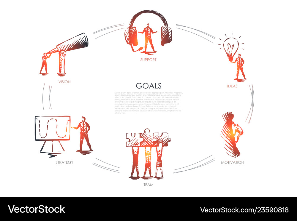 Goals - vision support team strategy Royalty Free Vector