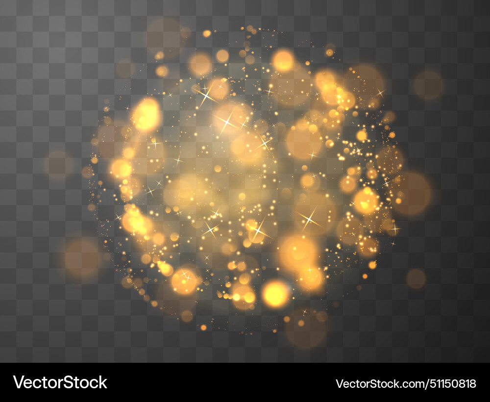 Golden glowing dust bright light effect with Vector Image