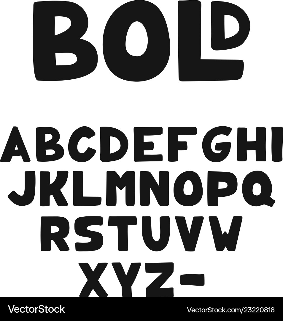 Hand-drawn cute bold alphabet or font Royalty Free Vector