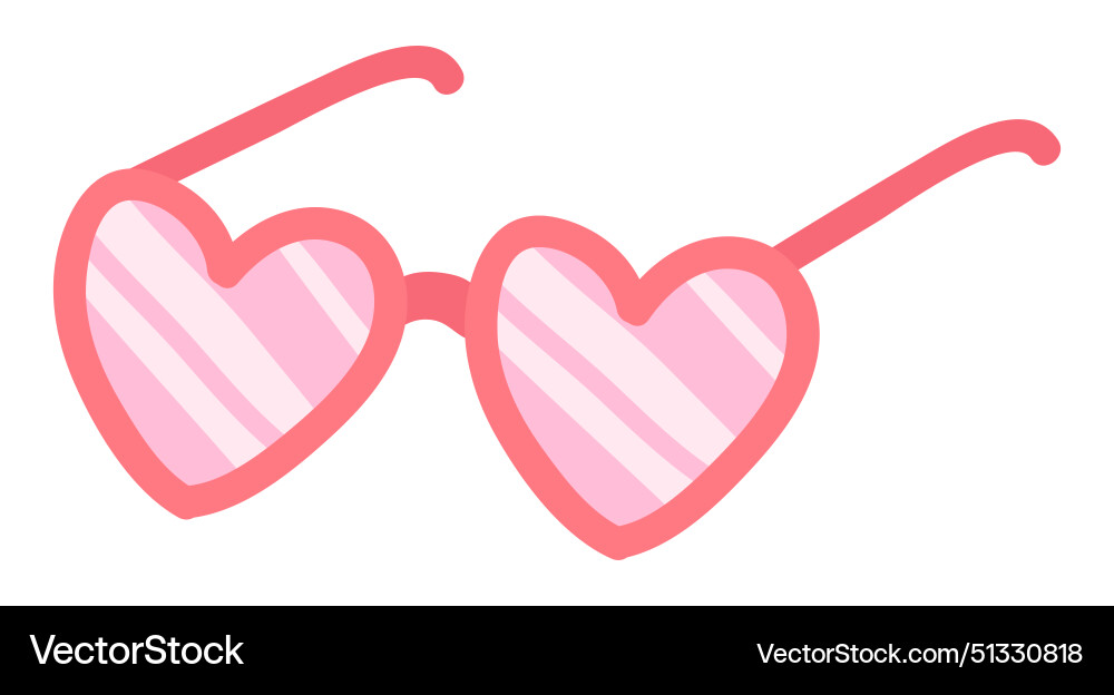 Heart shape glasses in flat design pink glamour Vector Image