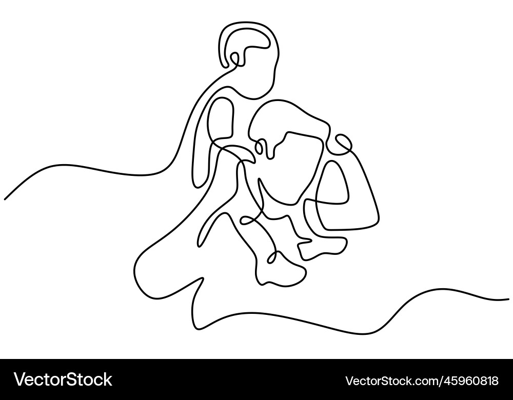 One continuous single line drawing of a daddy Vector Image