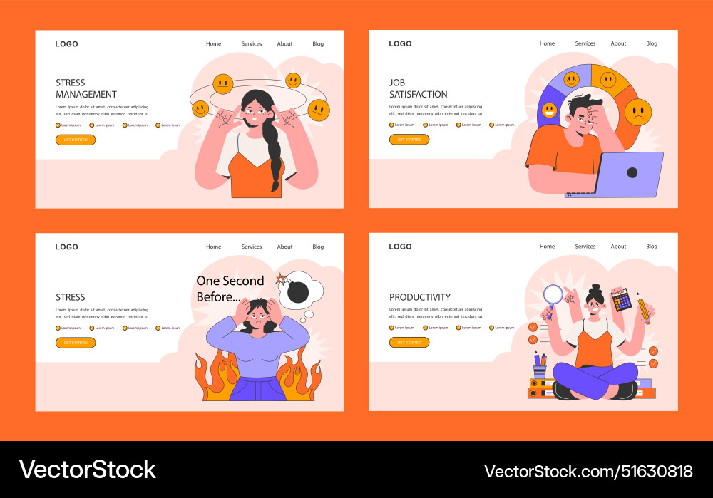 Professional burnout web banner or landing page Vector Image