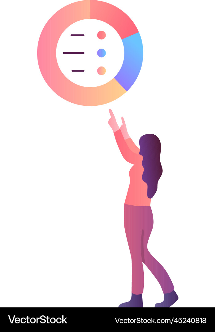 Project management icon woman and pie chart Vector Image