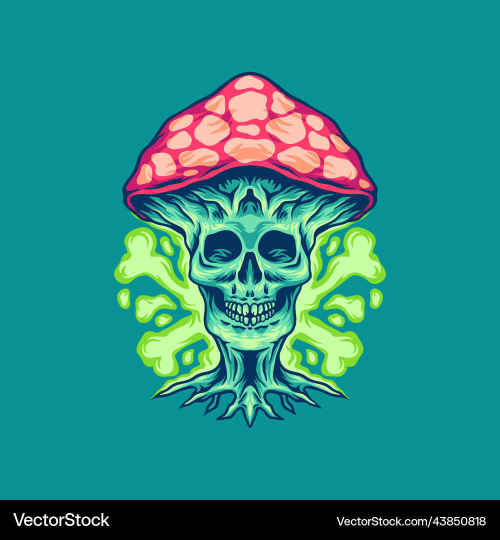 Psychedelic Mushroom Skull Royalty Free Vector Image