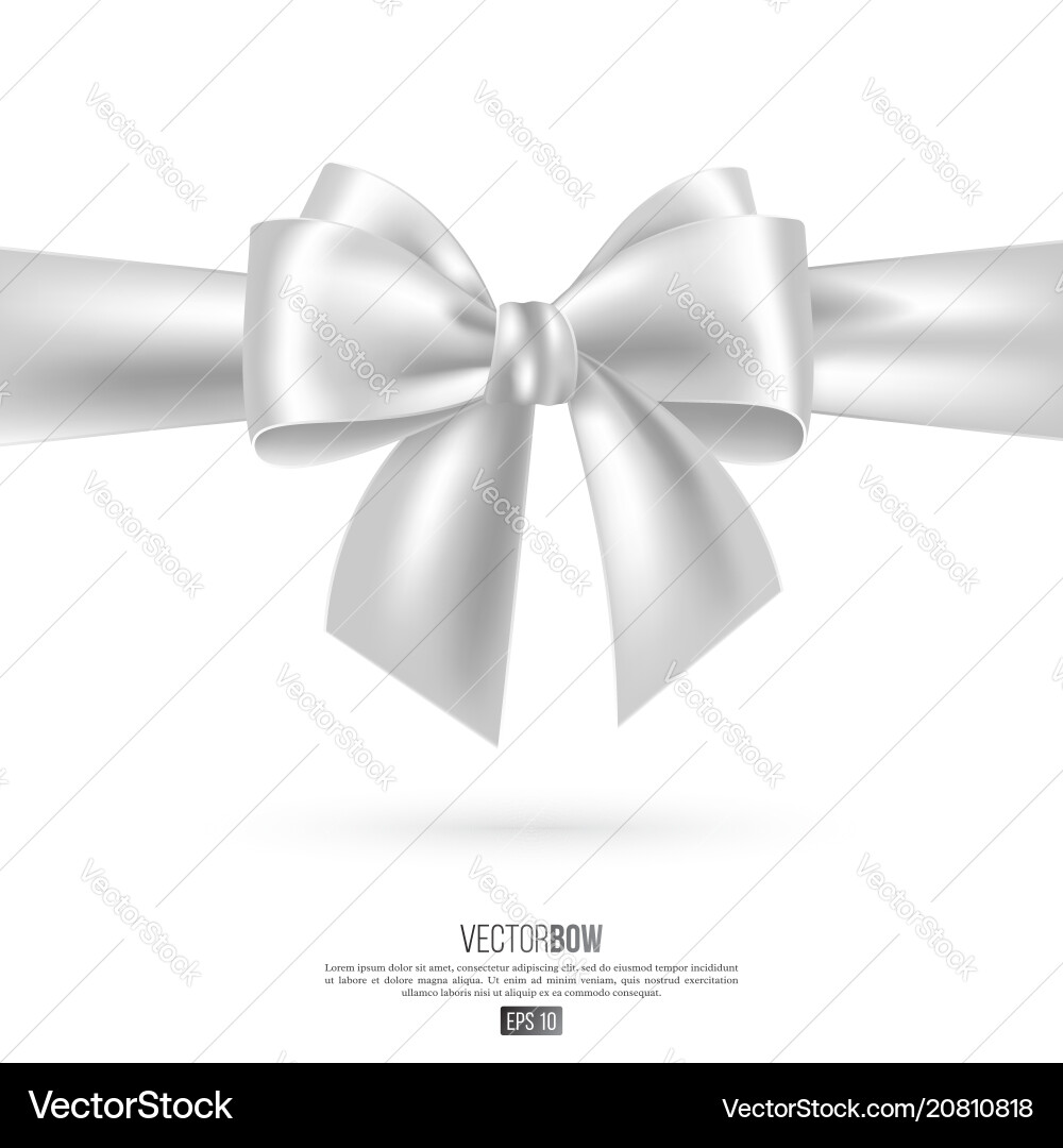 Realistic white bow and ribbon Royalty Free Vector Image