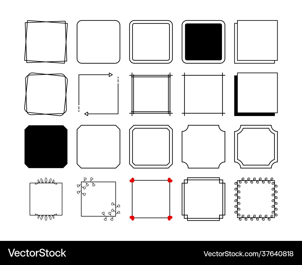 Square frames border set in vintage style Vector Image