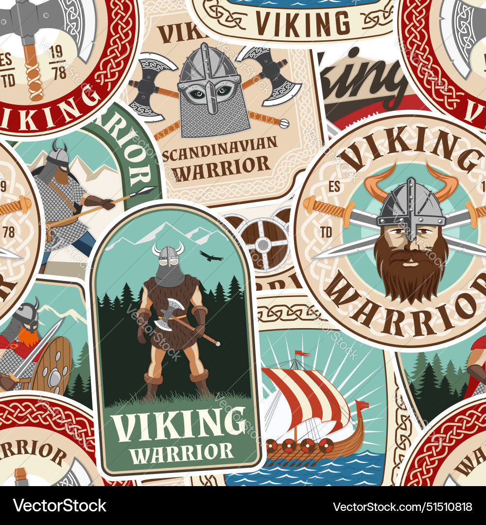 Vikings warrior seamless pattern or background Vector Image