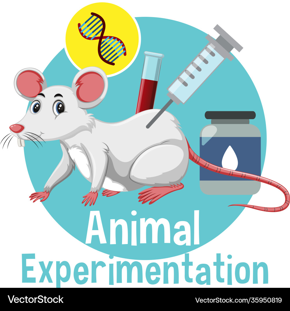 Animal experimentation font with a white mice Vector Image