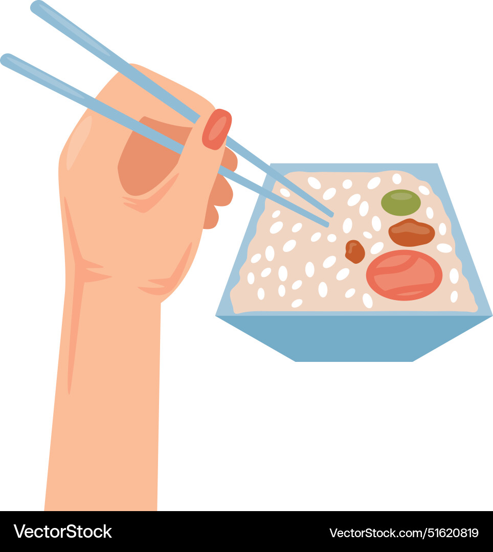 Female left hand with chopsticks Royalty Free Vector Image