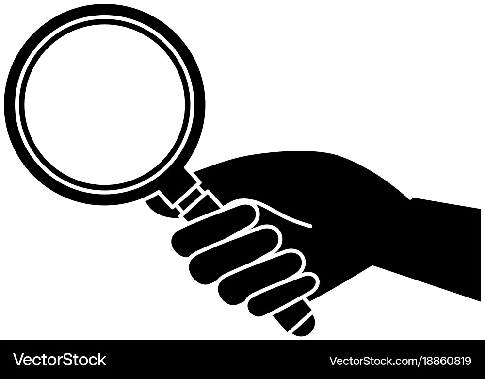 Hand with search magnifying glass icon Royalty Free Vector