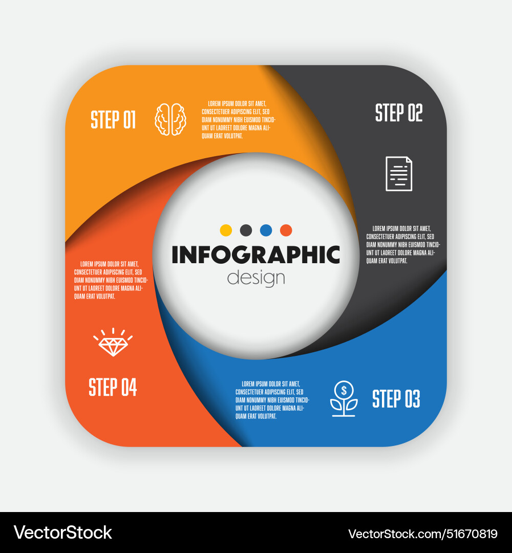 Infographic diagram chart 4 step with icons Vector Image